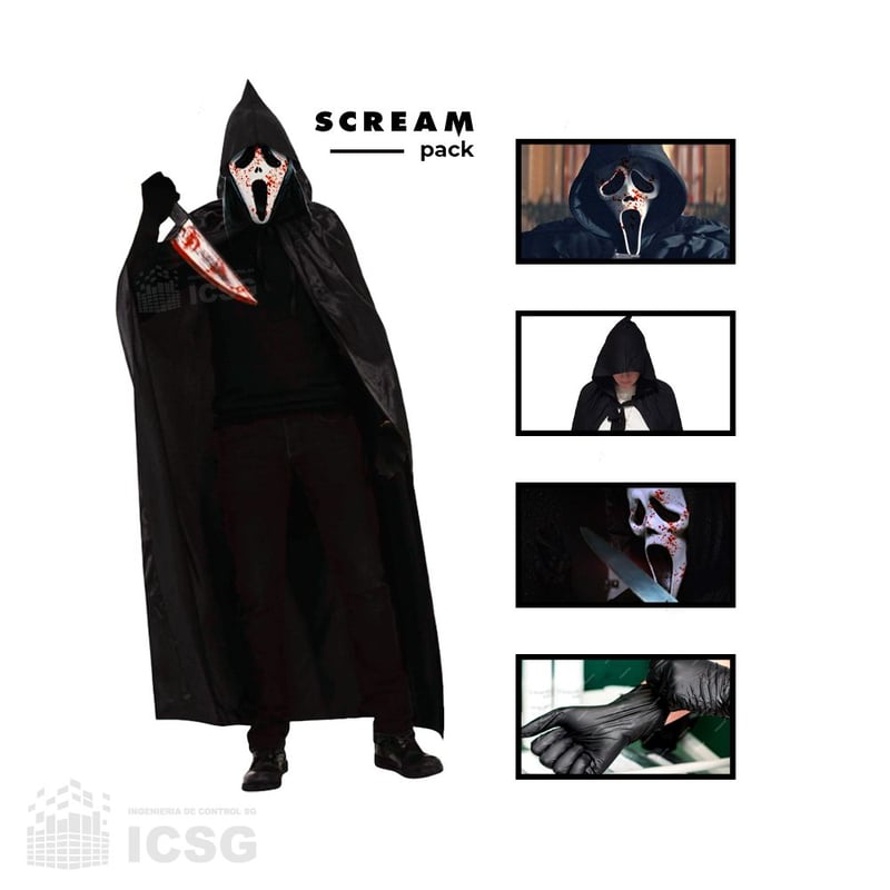Disfraz SCREAM Halloween Scream Talla M mascara y cuchillo GENERICO ...