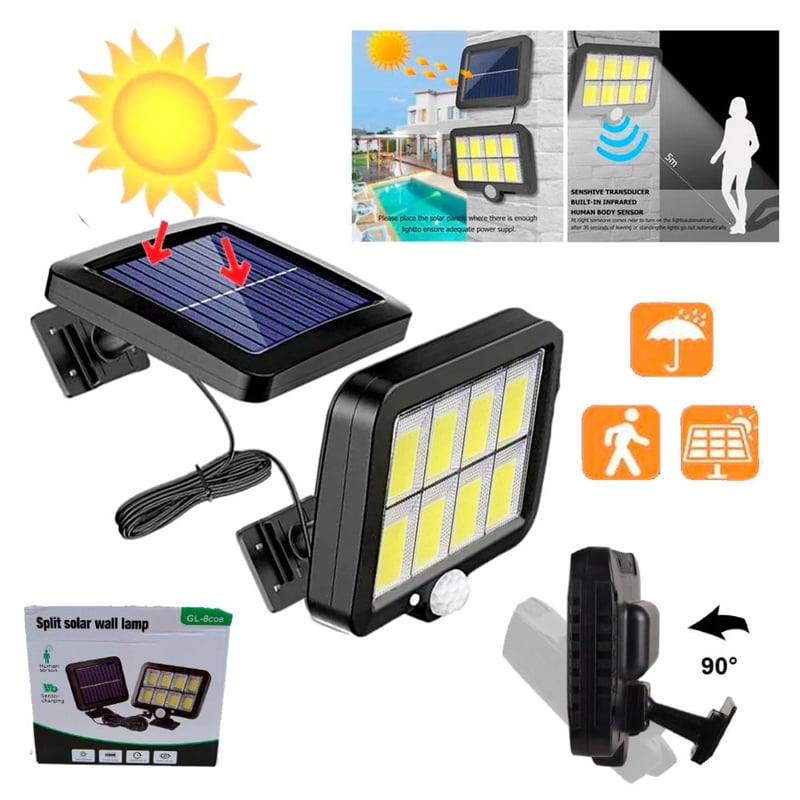 Lampara Panel LED solar para exteriores 8 Celdas de Luz GENERICO ...