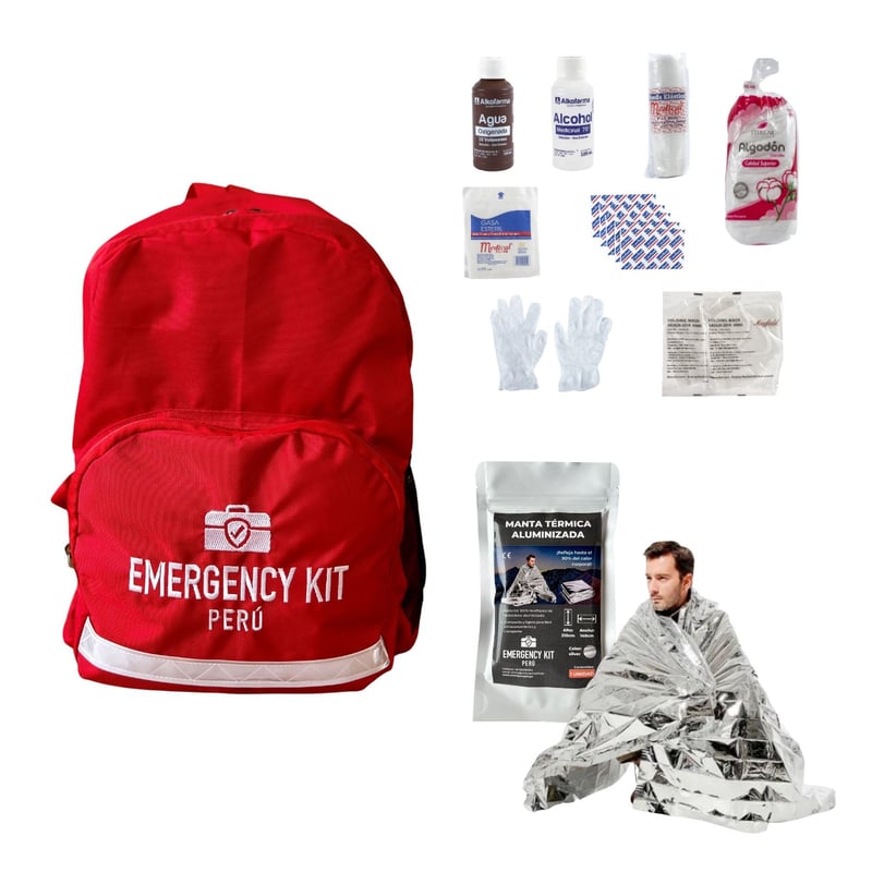 Mochila de Emergencia Botiquín Manta Térmica Aluminizada EMERGENCY KIT ...