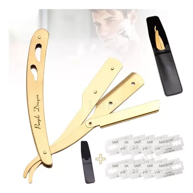 Porta Navaja De Afeitar Manual De Barbero 10 Navajas-Oro DENISASAA ...