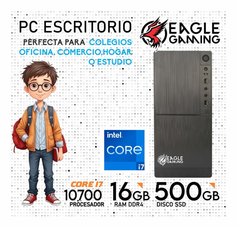 CPU Intel CORE i7-10700 RAM 16GB SSD 500GB Windows 10 computadora PC ...