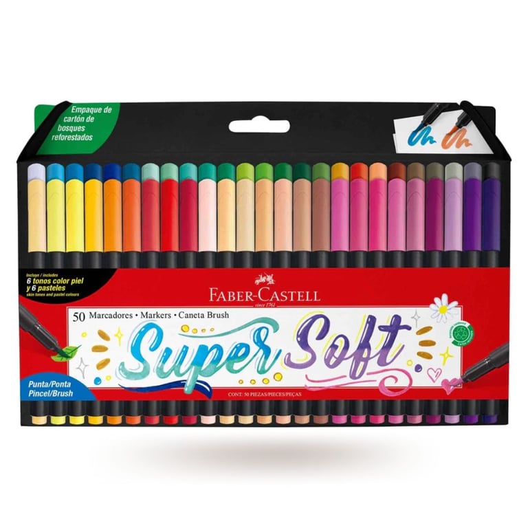 Plumones SuperSoft x 50 Punta Pincel para Lettering FABER-CASTELL ...