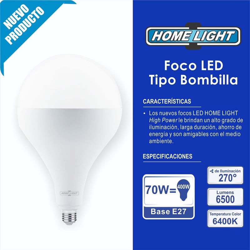 FOCO LED HIGH POWER 70W TBOMBILLA LUZ DIA HOME LIGHT HOME LIGHT ...