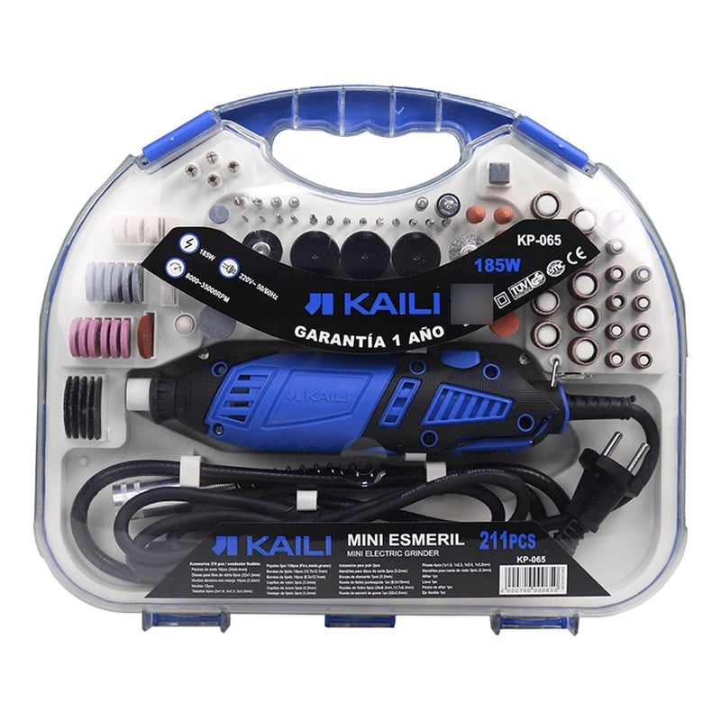 Mini Esmeril 180W Kaili KP-065 con Maletin 211Pz | Sodimac Perú