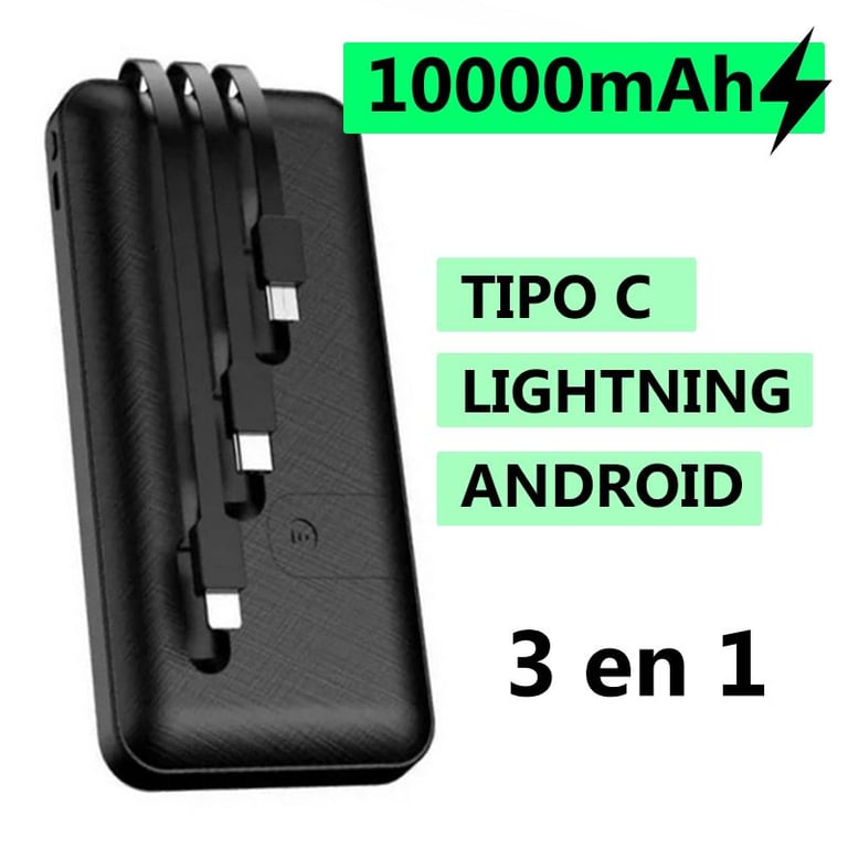 Power Bank 10000 mAh Carga Rapida para Android y Apple 10000mAh ...
