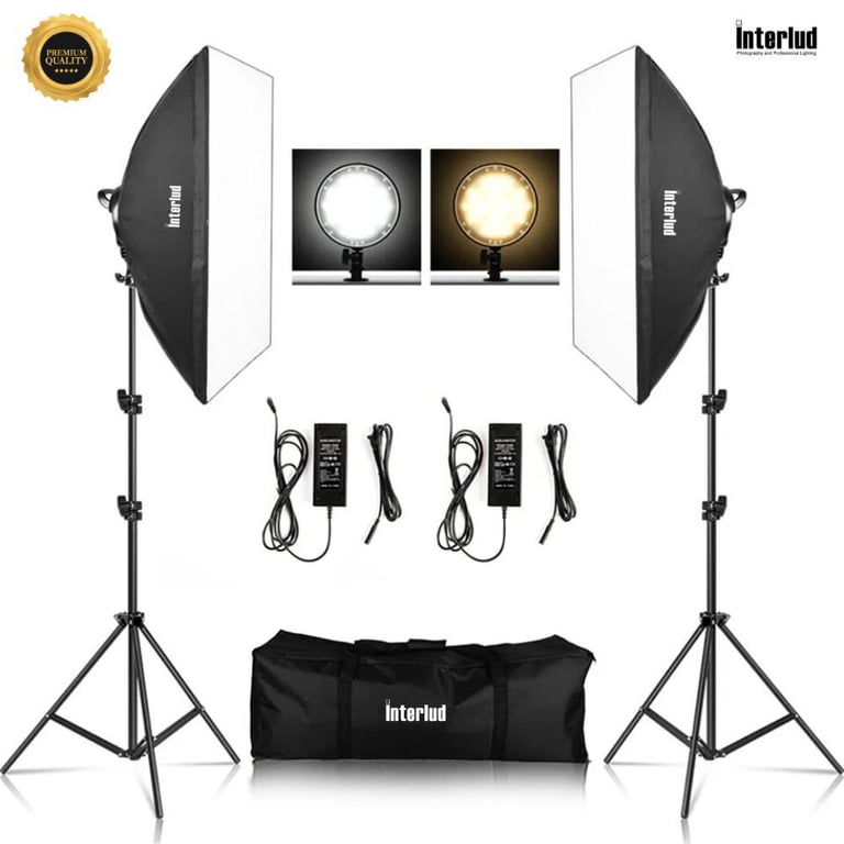 Kit Iluminación Softbox LED y Parantes Profesional FYI260018 Interlud ...