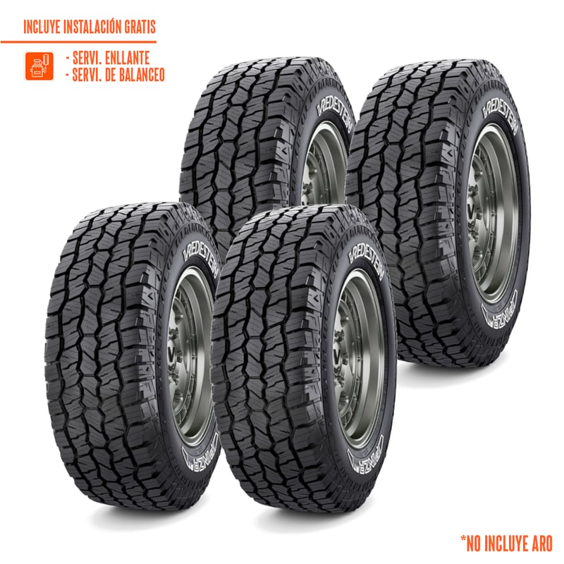 Pack de 4 Llantas 245/75R16 VREDESTEIN PINZA AT 115T BL XL TL ...