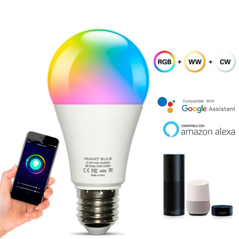 Foco Led Inteligente WiFi para Amazon Alexa y Google Luz blanca y RGB ...