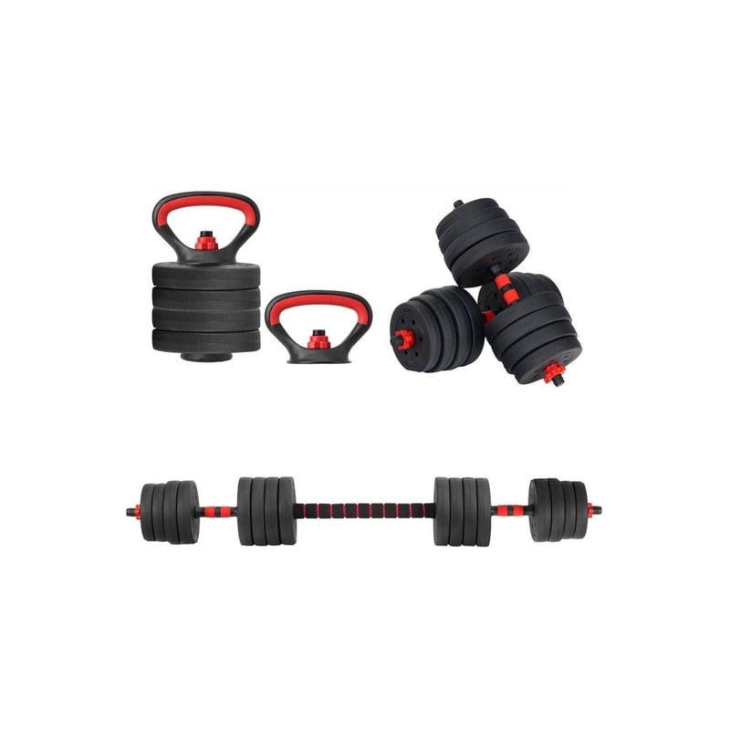 Set de pesas 20kg mancuerna plastificada y adaptador GENERICO ...