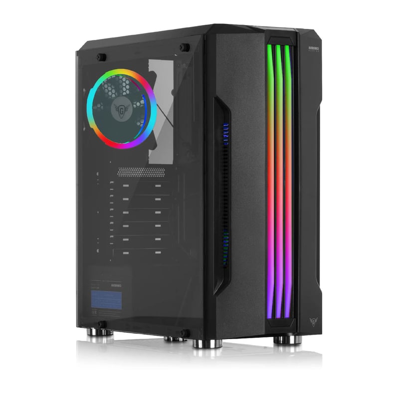 CASE GAMER RGB VIDRIO TEMPLADO CYBERTEL HUNTER FUENTE 500W CYBERTEL ...