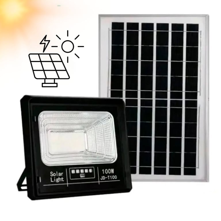 Lampara Reflector Farola Solar Interior Y Exterior Con Panel 100W ...