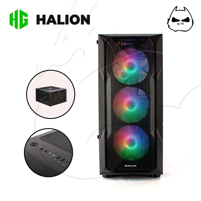 Case Gamer Halion Stuka CR11 Negro 500w Malla 4x Rainbow HALION ...