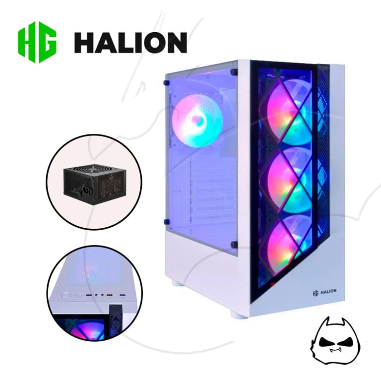 Case Gamer Halion Dragon CR15 Blanco 500W 4X12 Rainbow Vidrio HALION ...