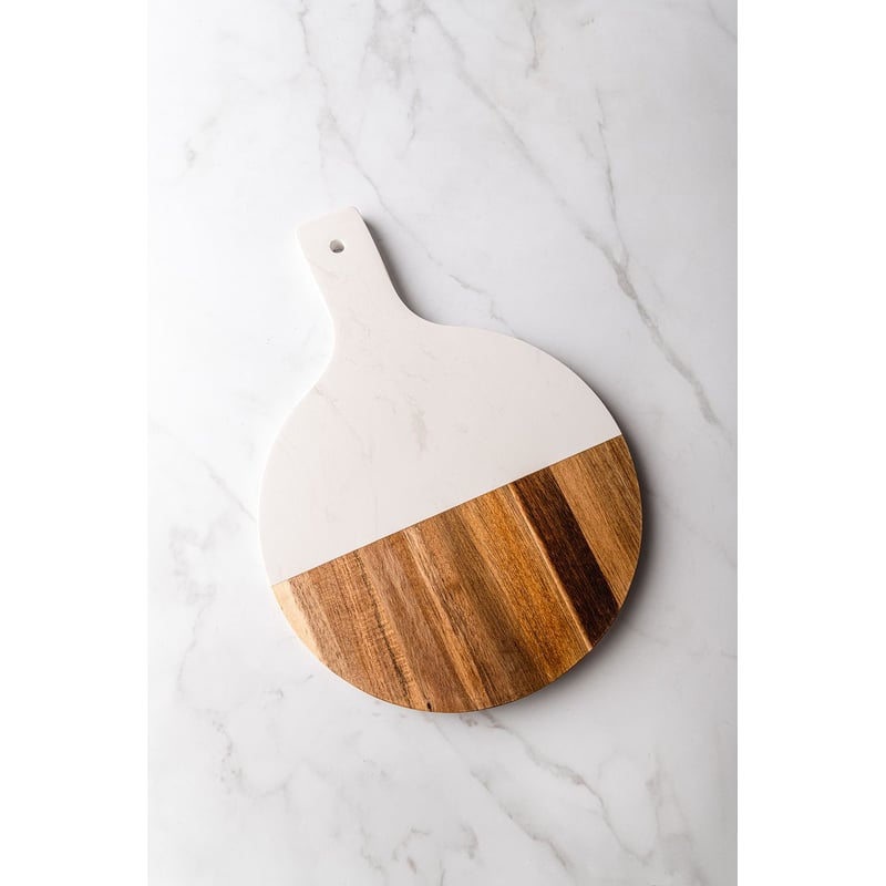 Tabla Redonda de Acacia y Marmol GENERICO | falabella.com