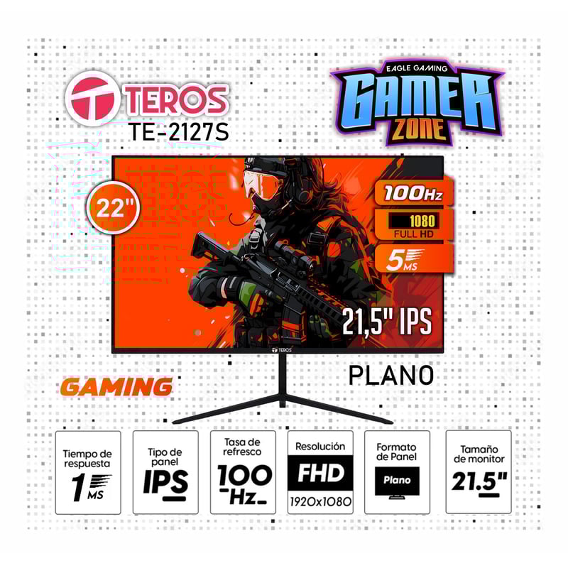 Monitor Teros TE-2127S 22 PUL IPS 1920x1080 FHD 100HZ HDMI TEROS GAMING ...