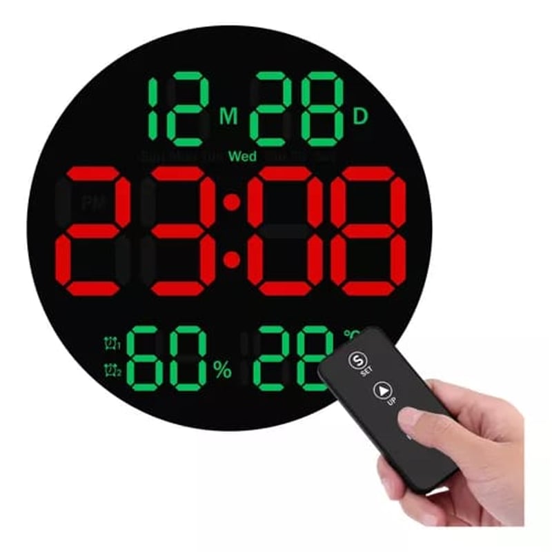 RELOJ de Pared con PANTALLA LED - CONTROL REMOTO Y TEMPERATURA GENERICO ...