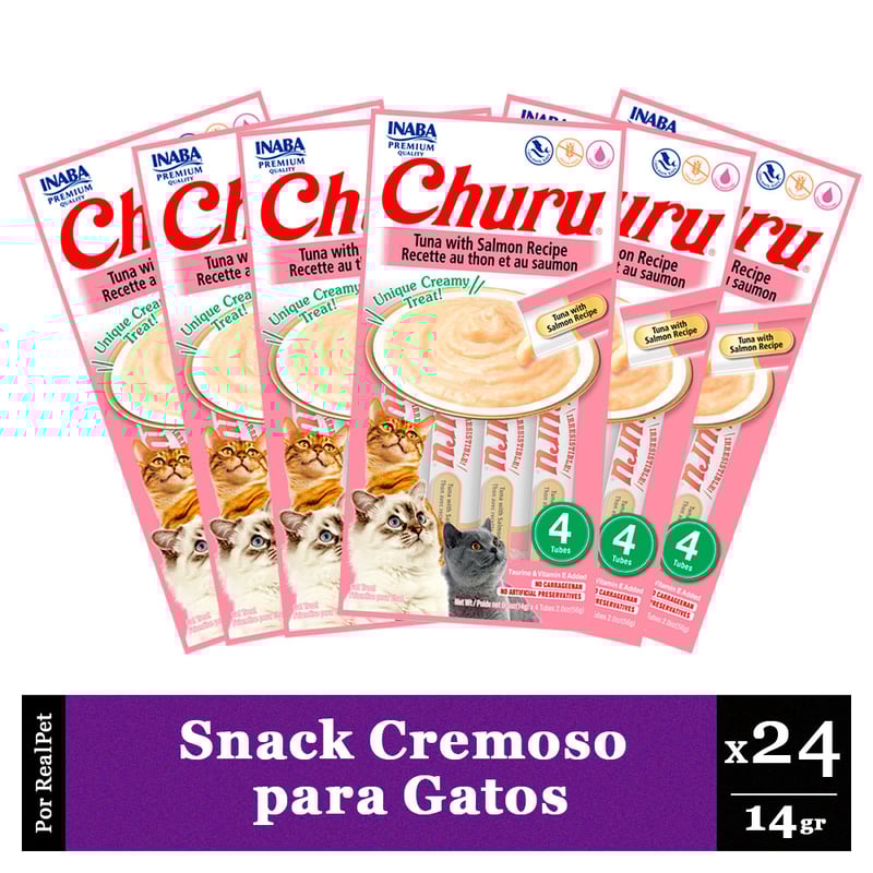 Snack Cremoso Gato Churu Sabor Atun y Salmon 24 x 14gr CHURU ...