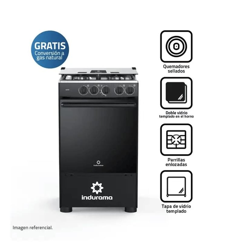 COCINA INDURAMA GOYA 20" 4 HORNILLAS NEGRO INDURAMA | falabella.com