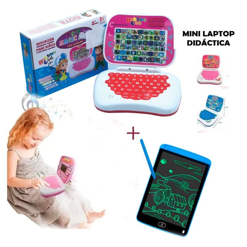 Pack 1 Minilaptop y 1 Tableta Led para Niños Color Azul GENERICO ...