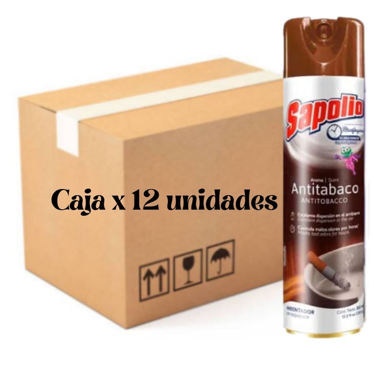 AMBIENTADOR SPRAY SAPOLIO ANTITABACO 360ML CAJA X 12 UNIDADES. GENERICO ...