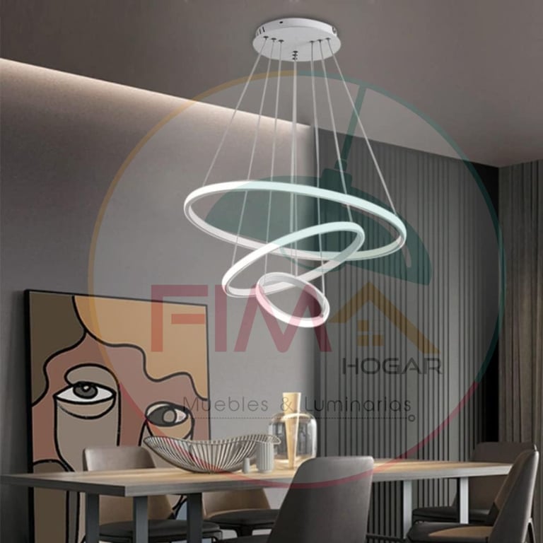 Lampara colgante led de 3 aros blancos incluye control remoto GENERICO ...
