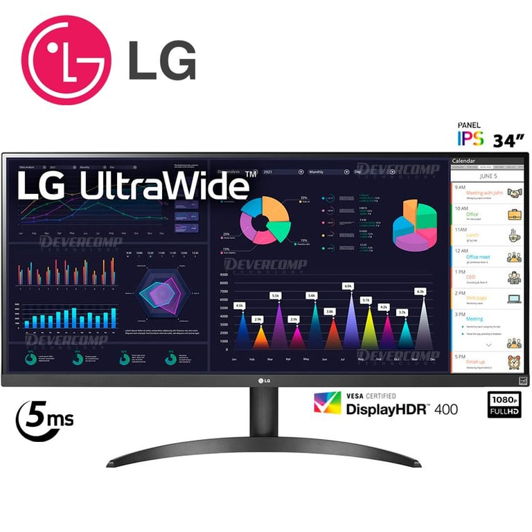 Monitor LG UltraWide 34WQ500-B 34' FHD IPS 100Hz HDMI DP LG | falabella.com