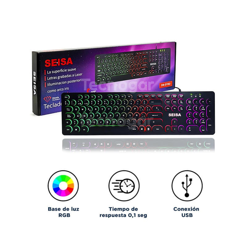 Teclado Gamer USB Retroiluminado con Led RGB Seisa DN-DY02 SEISA ...