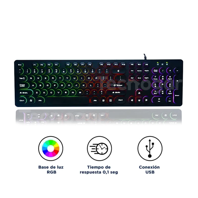 Teclado Gamer RGB Retroiluminado USB con Luces LED Seisa DN-DY02 SEISA ...