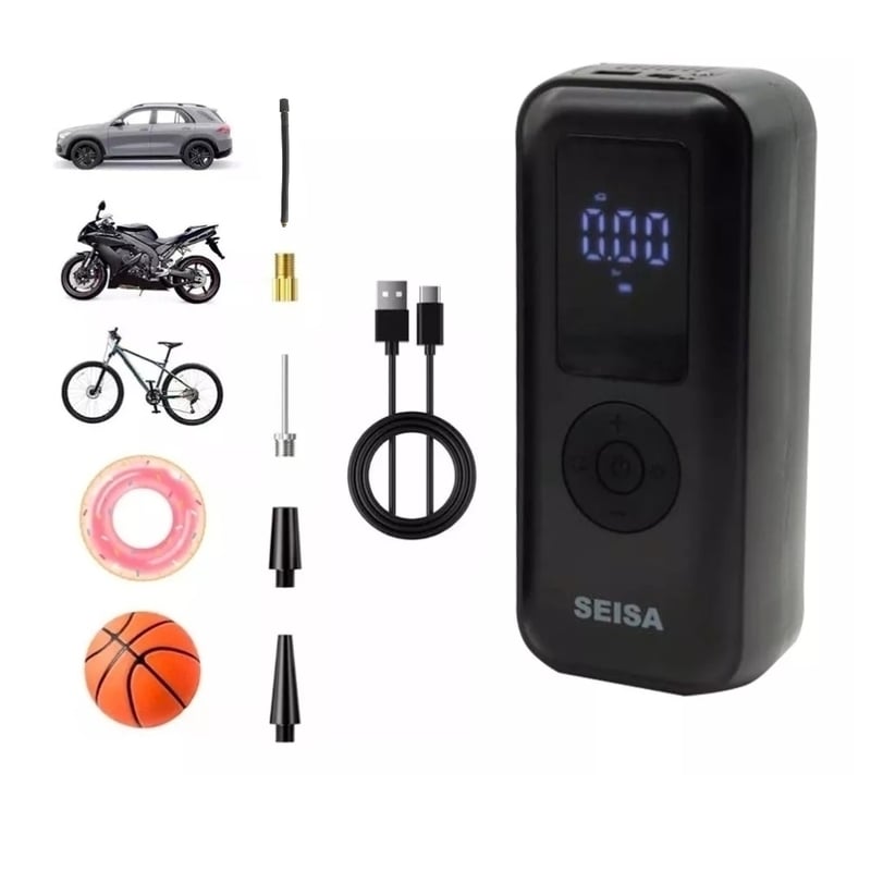 Mini Compresor Aire Inflador de Llantas Portátil Recargable SEISA ...