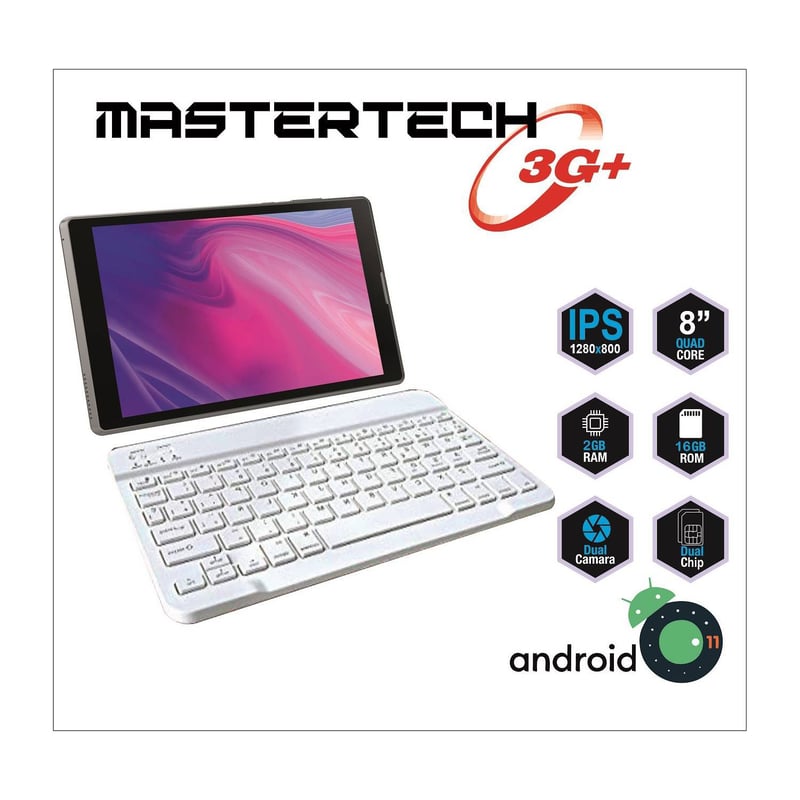 TABLET MASTERTECH 8 3G M2M-3T TECLADO INALAMBRICO 16GB 2GB ANDROID 11- ROSADO MASTERTECH ...