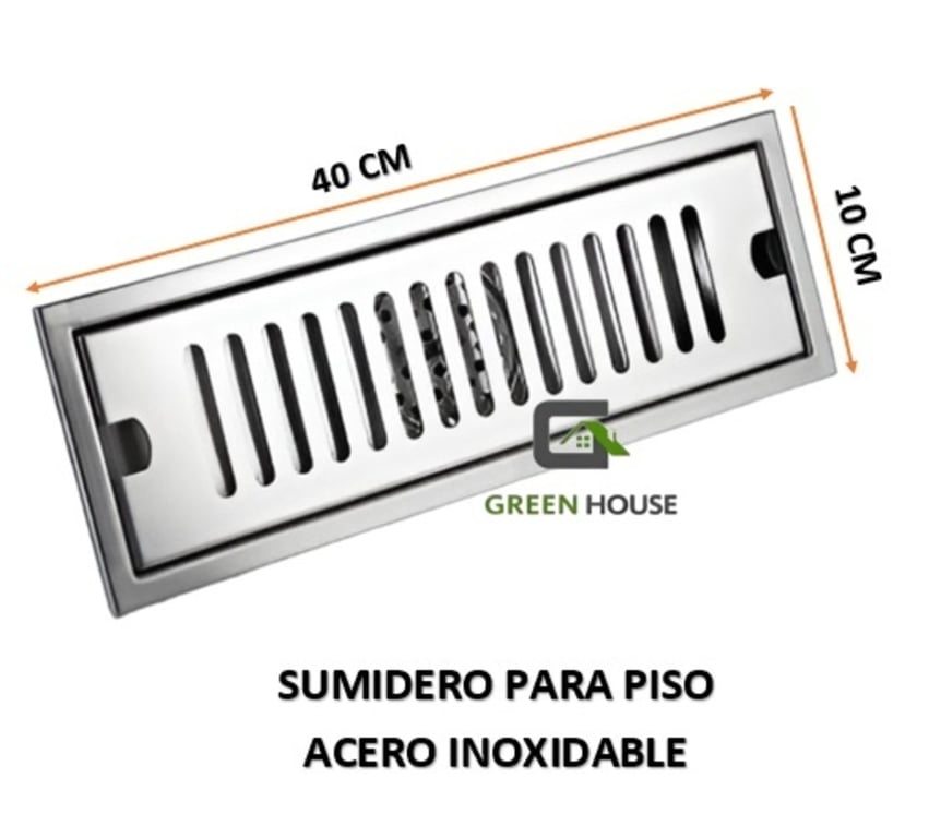 SUMIDERO DE ACERO INOXIDABLE SUS 304 RECTANGULAR 10 x 40 cm GREEN HOUSE ...