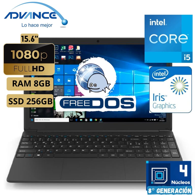 Laptop Advance Ps5076 Core I5, 15.6" Fhd, Ram 8 Gb , Ssd 256 Gb, Free ...