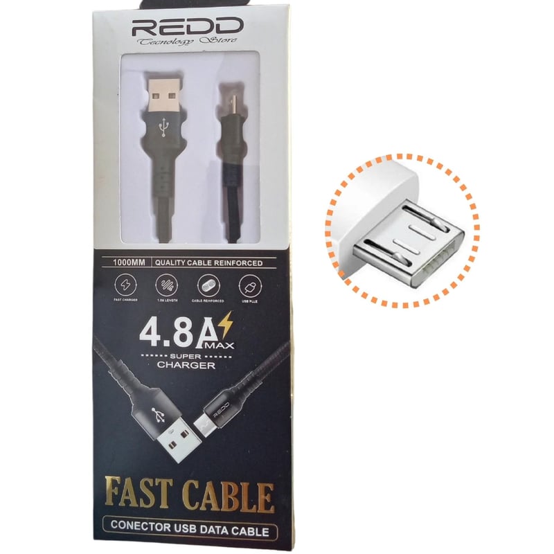 Cable Cargador Tipo V8 Micro Usb RE DD 1M para Carga Rapida 4.8A Negro GENERICO | falabella.com