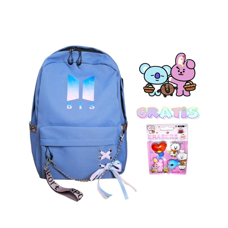 Mochila porta laptop diseño Kpop BTS mas set x 4 mini borradores ...