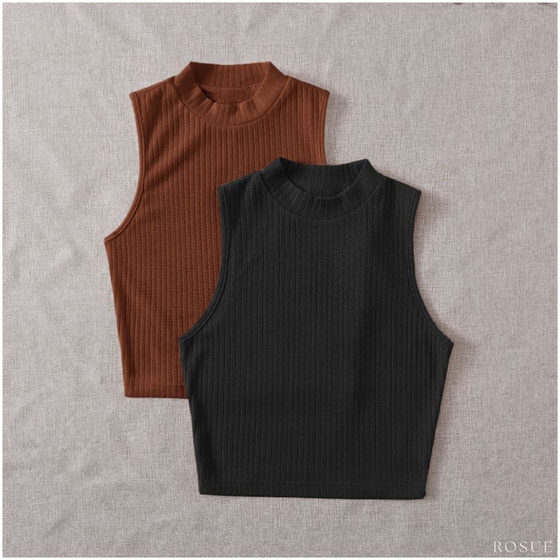 Polos basicos top básico Rib elegante Pack x2 ROSUE | falabella.com