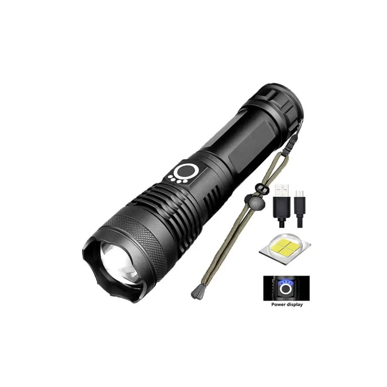 Linterna Recargable de Luz Fuerte 2000M Potente USB Zoom Telescópico ...