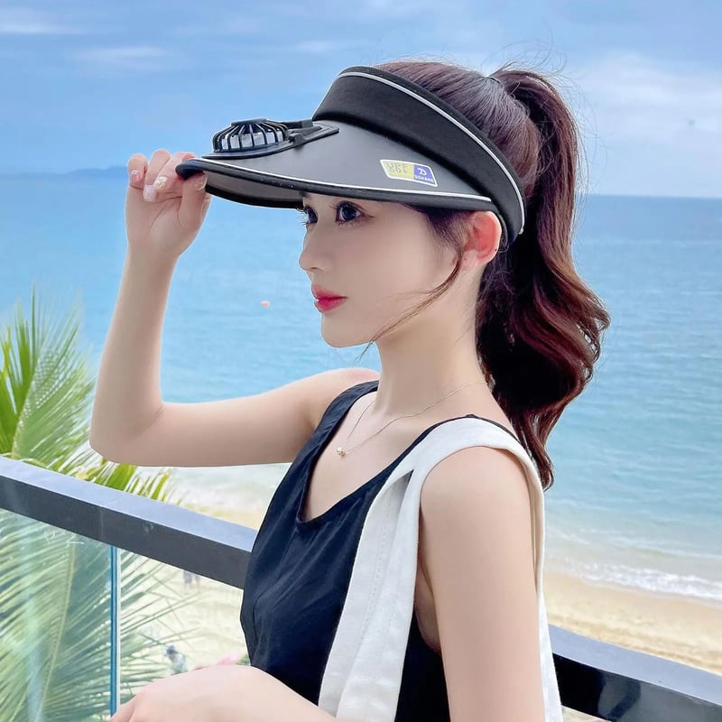 Visera Gorra Negra Sombrero Con Ventilador Recargable De Verano ...