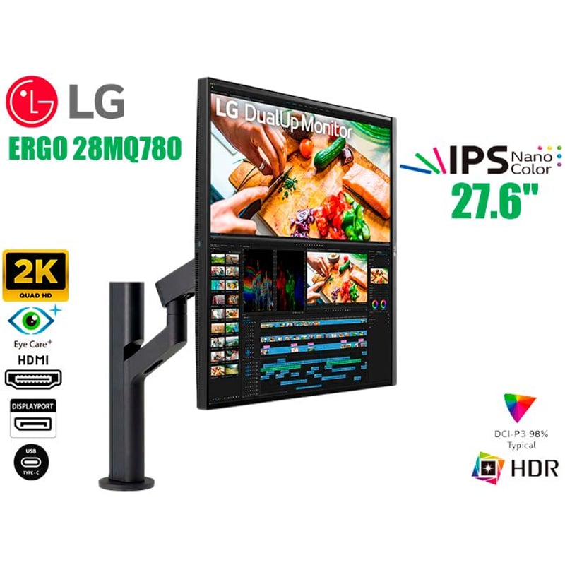 MONITOR LG ERGO 28MQ780 276 NANO IPS SDQHD 2560x28880 60HZ LG ...