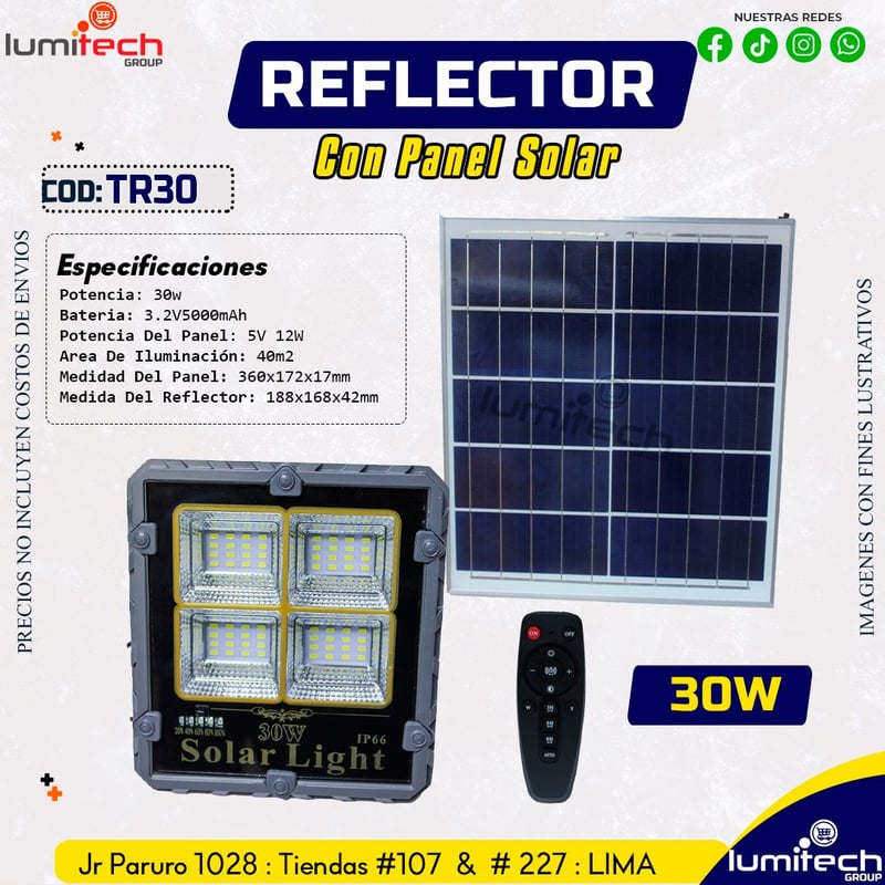 Reflector 30W con Panel Solar solar litgth GENERICO | falabella.com