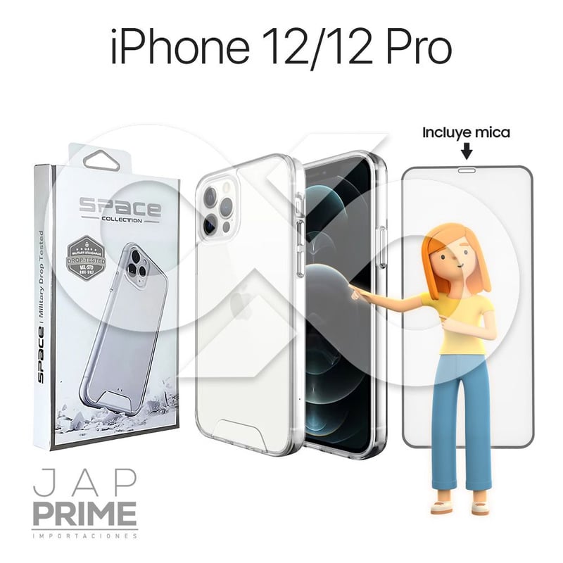 Case Space transparente con mica para Iphone 12 PREMIUM GENERICO ...