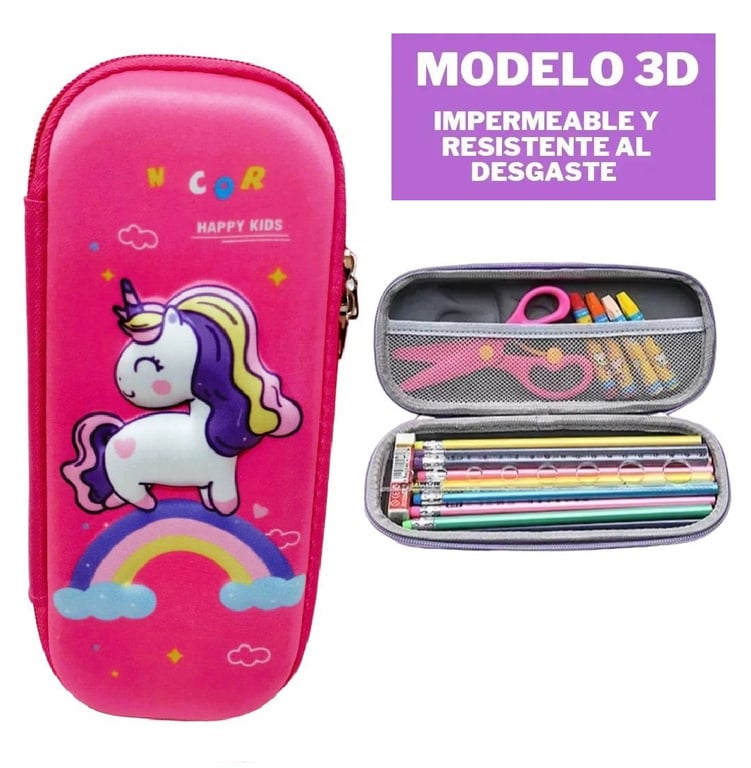 Cartuchera escolar kawaii modelo 3D para niñas - Unicornio GENERICO ...
