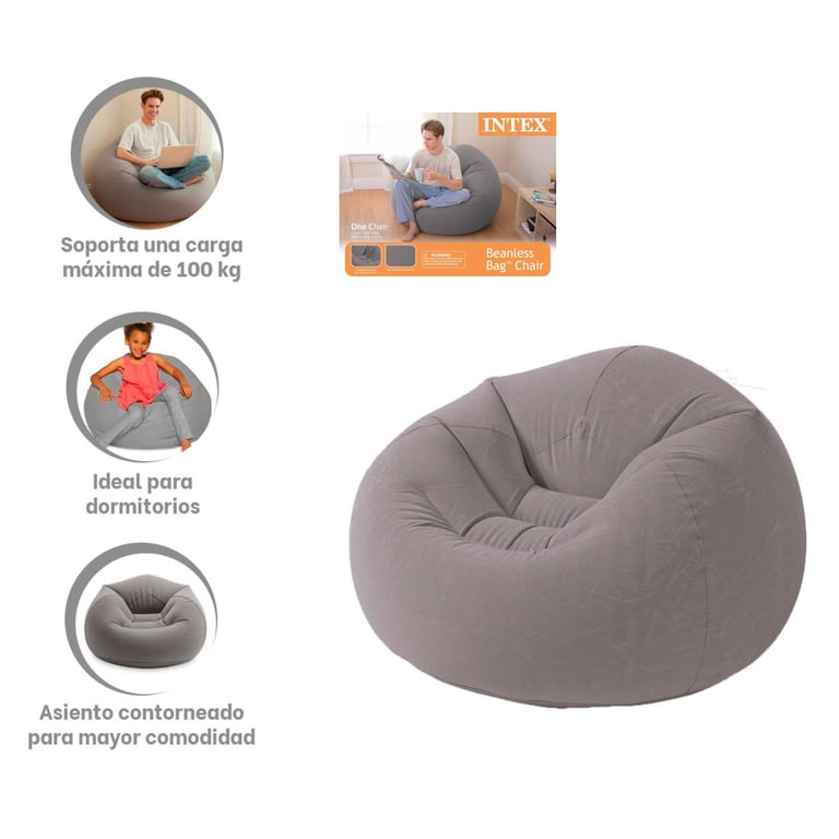Sillon sofa puff inflable para Dormitorio 107x104x69 Gris | Sodimac ...