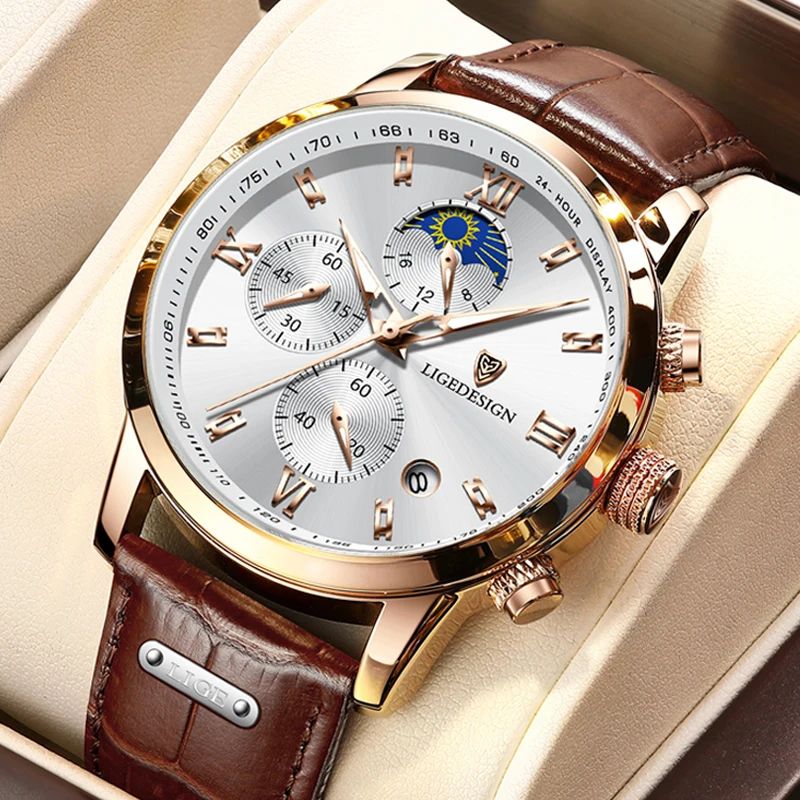 Reloj de Lujo Hombre Lige Cuarzo - Marrón LIGE | falabella.com