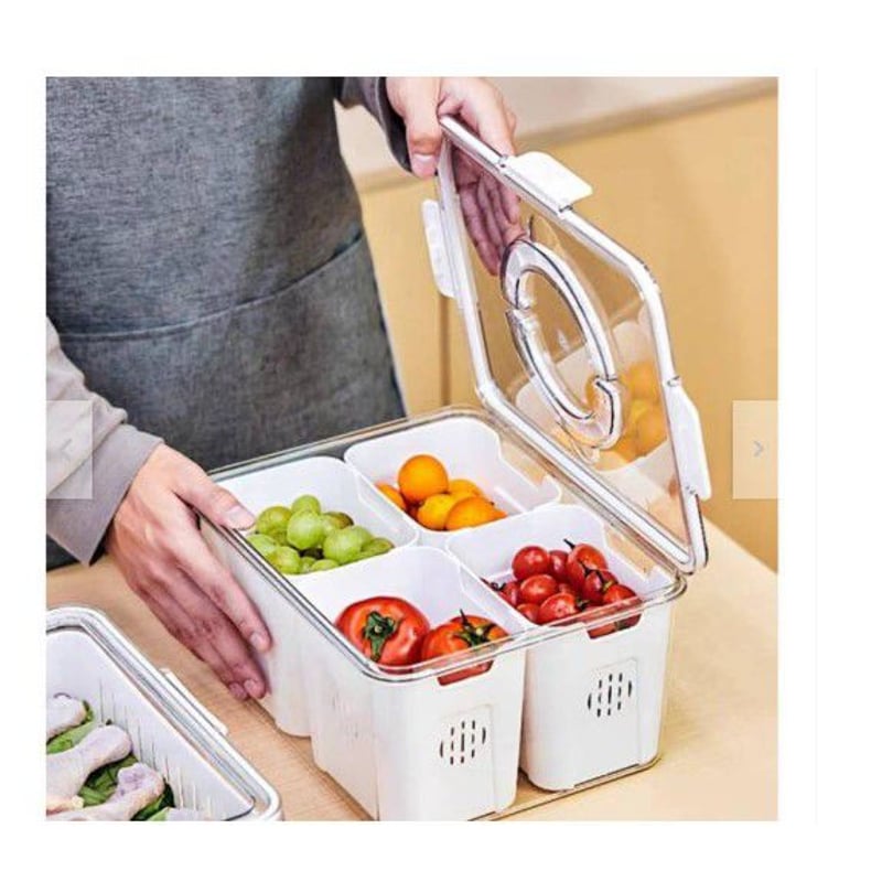 Taper hermético para vegetales frutas 4 divisiones escurridor interno ...