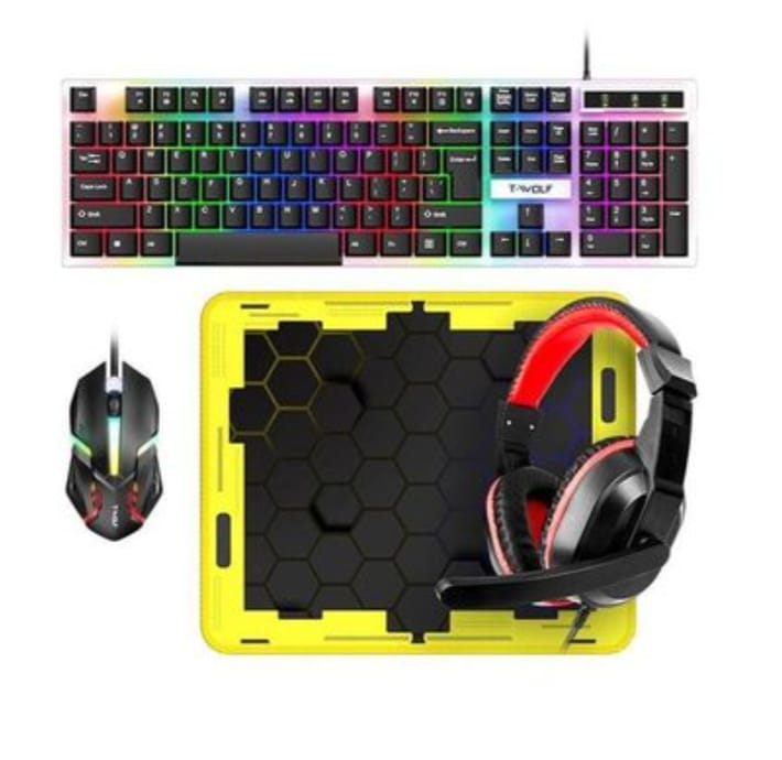 Pack Gamer con luces Teclado Mouse Audífonos Pad mouse Combo 4en1 ...