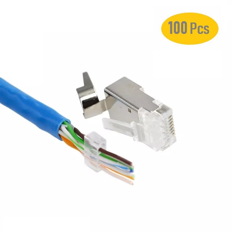 Conector RJ45 CAT7 Metálico Blindado Apantallado Modular - 100 UND OEM ...