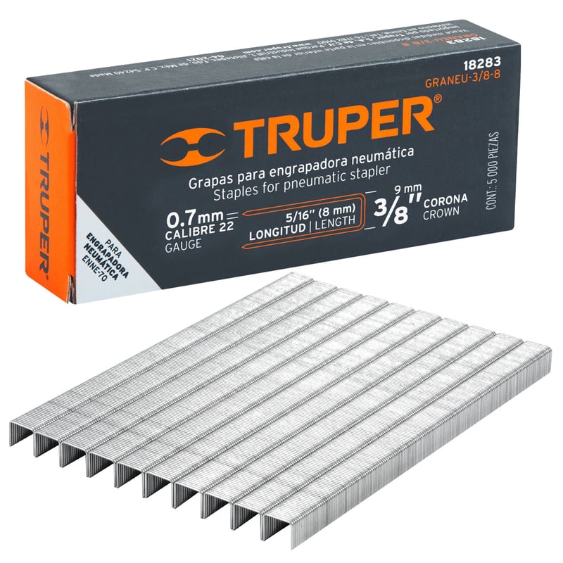 GRAPAS corona 3/8" calibre 22, 8mm, 5000 UNIDADES TRUPER TRUPER ...
