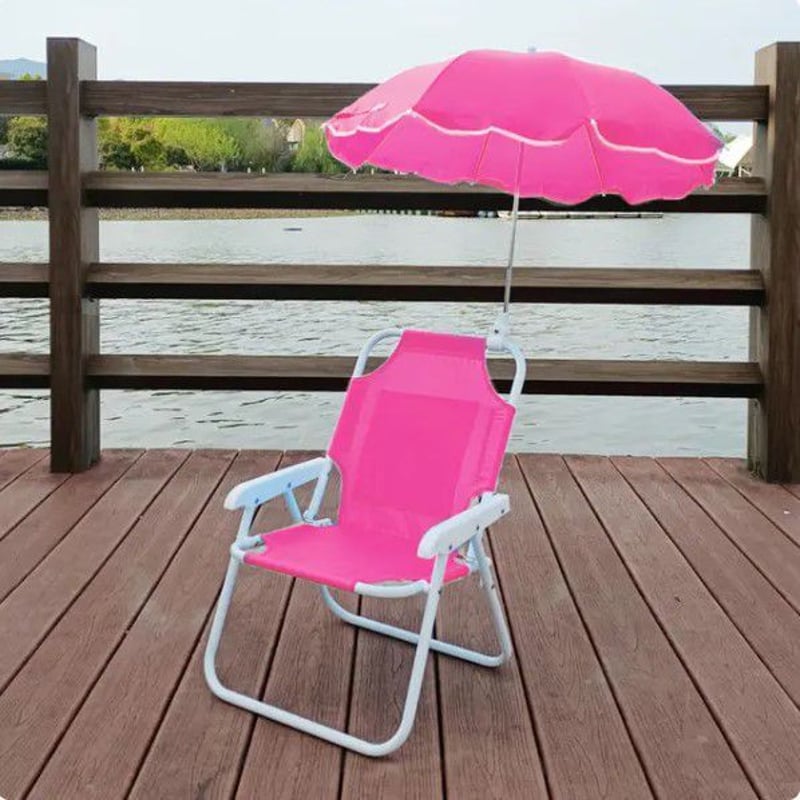 Silla de Playa Camping Terraza Plegable Rosa con Sombrilla INSPIRA ...