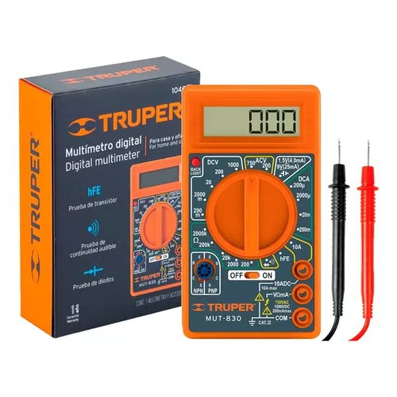 MULTIMETRO DIGITAL CASERO MUT-830 10400 TRUPER | Sodimac Perú