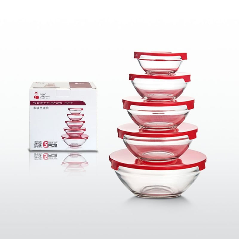 Set de Bowls de Vidrio Templado con Tapa x 5 Piezas GENERICO ...